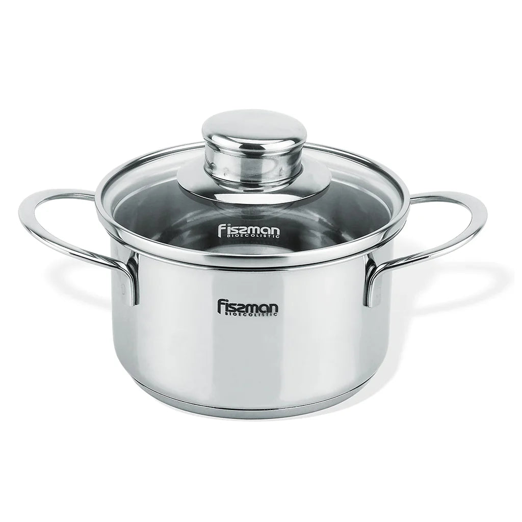 Mini Cooking pot BAMBINO 14 x 7.5cm 1.1 LTR with Glass Lid – Fissman ...